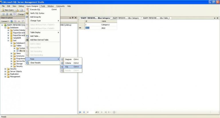 How to edit more than 200 rows in SQL Server Management Studio 2008 - InApp