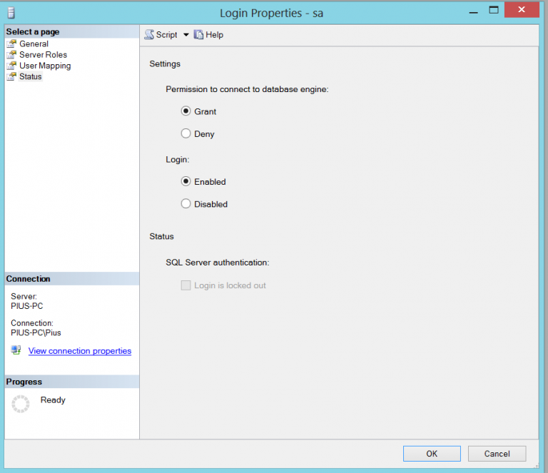 Sql Server Login Failed For User Sa Reason The Account Is Disabled Error 18470 Sql Server