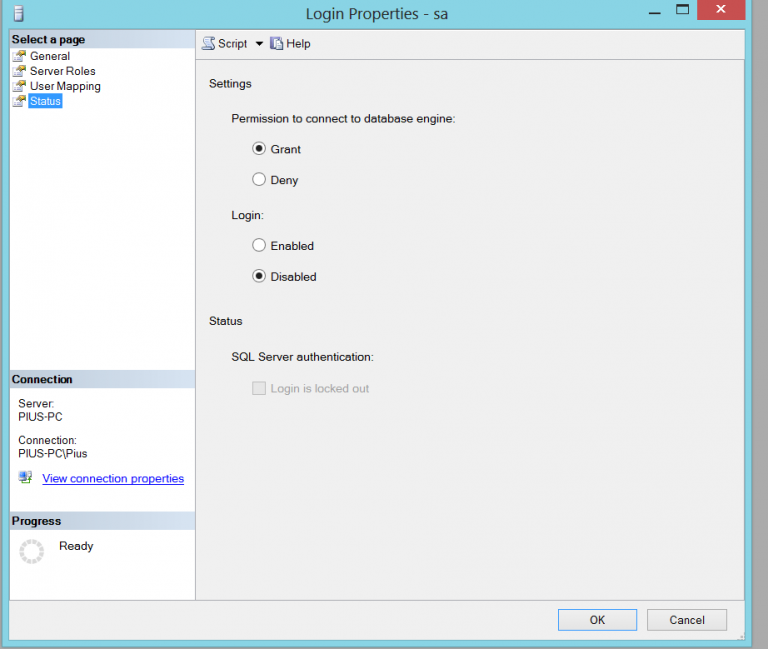 Sql Server Login Failed For User Sa Reason The Account Is Disabled Error 18470 Sql Server